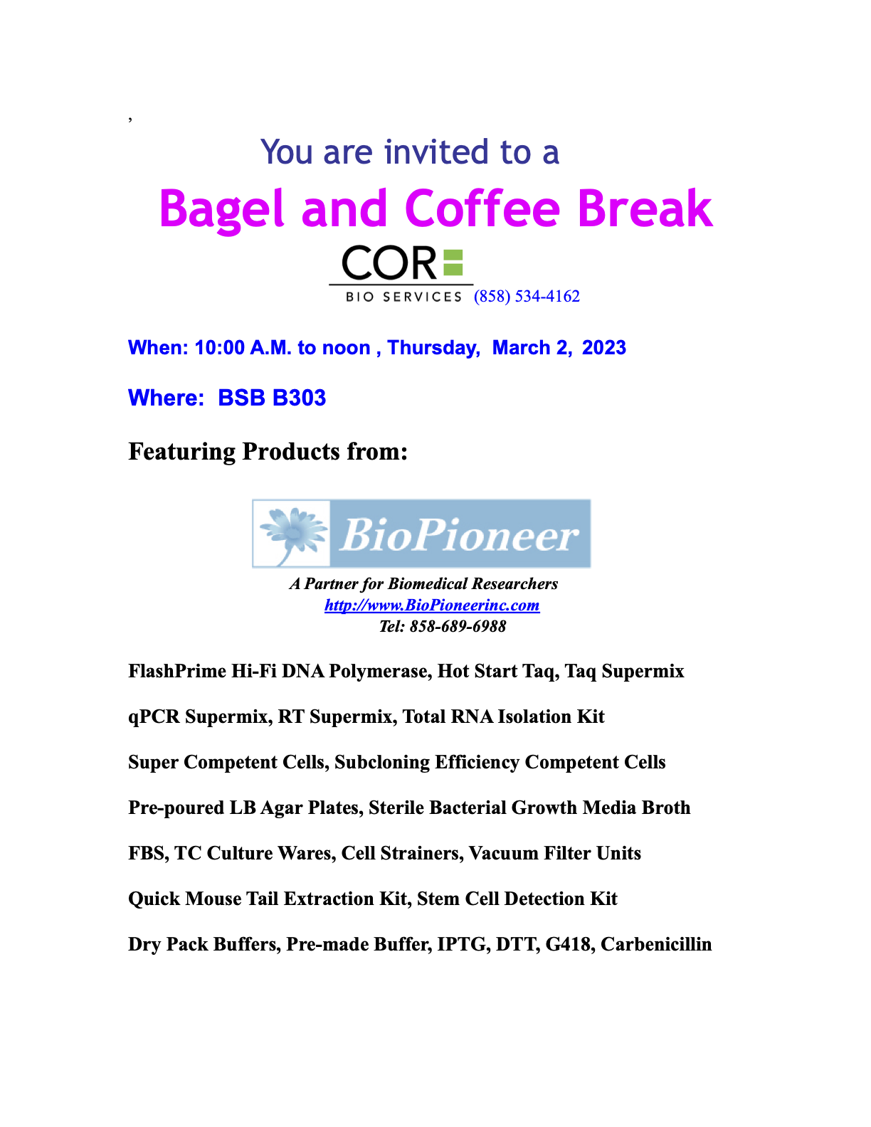 UCSD Core Bio Services